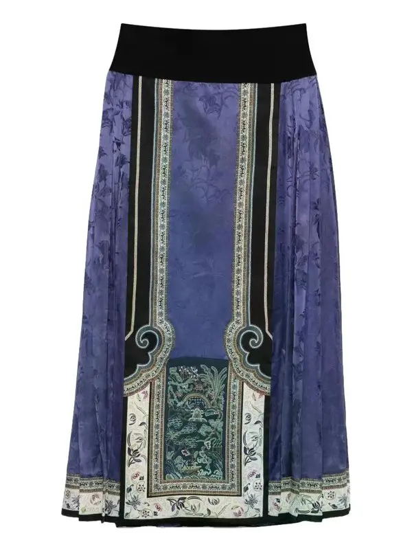 HUI MILANO Verbena Pleated Midi Skirt - Blue
