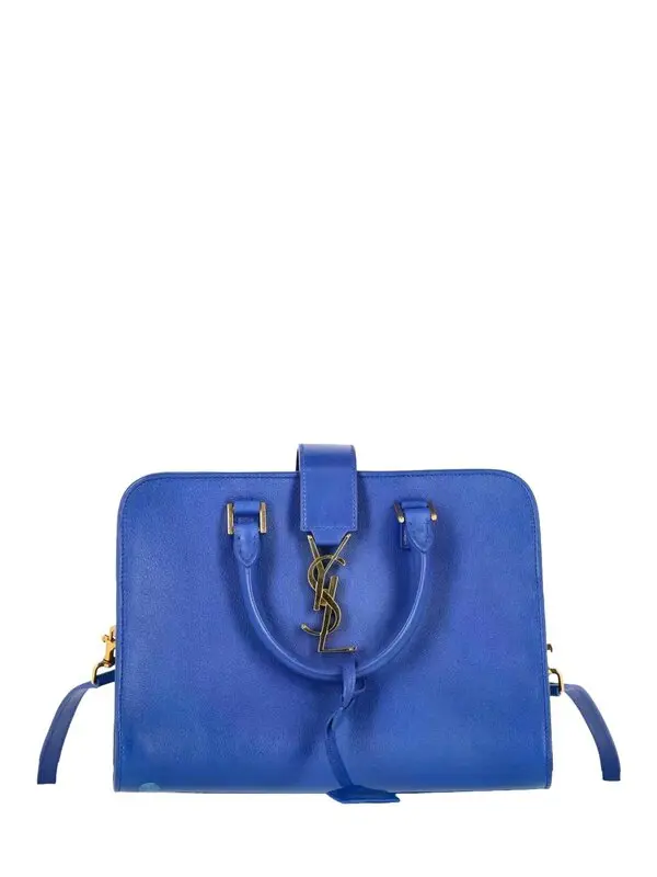 Saint Laurent Baby Cabas Monogram Leather Tote Bag - Blue