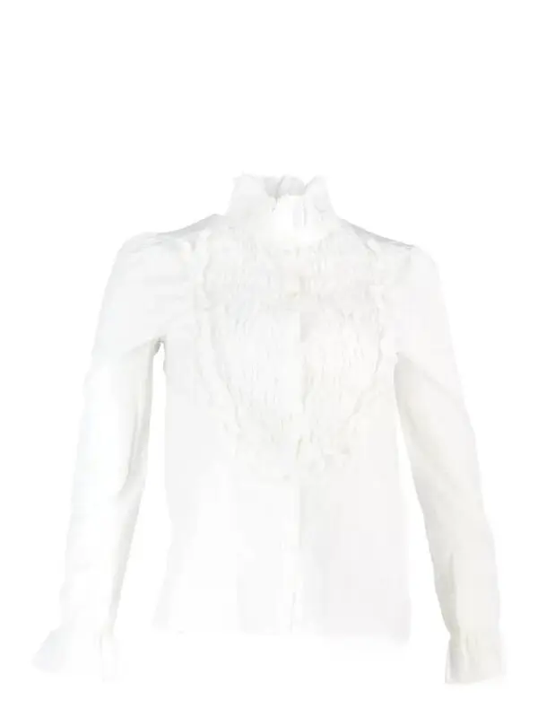 Chloé Ruffled High-neck Long-sleeve Top - White
