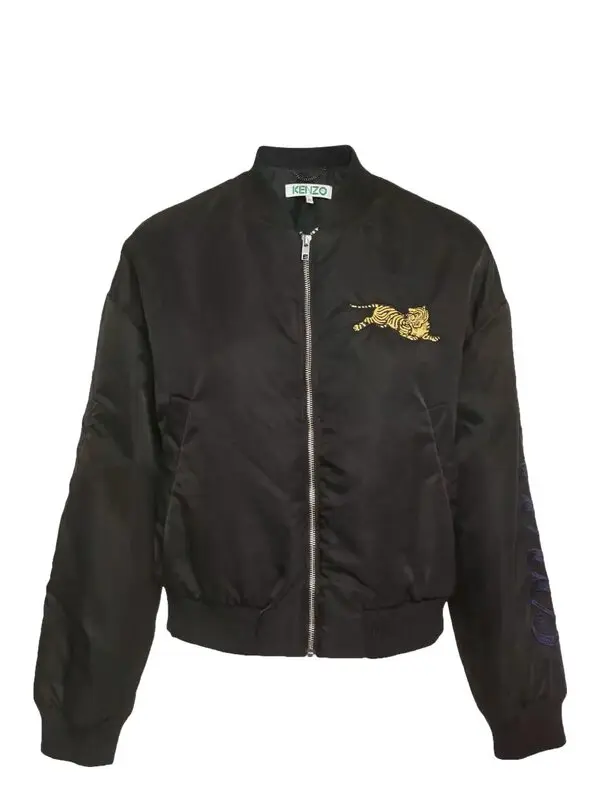 Kenzo Tiger-appliqué Bomber Jacket - Black