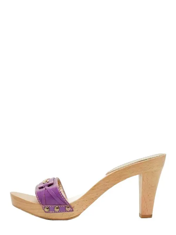Dolce & Gabbana Logo-plaque Wooden Platform Sandals - Purple