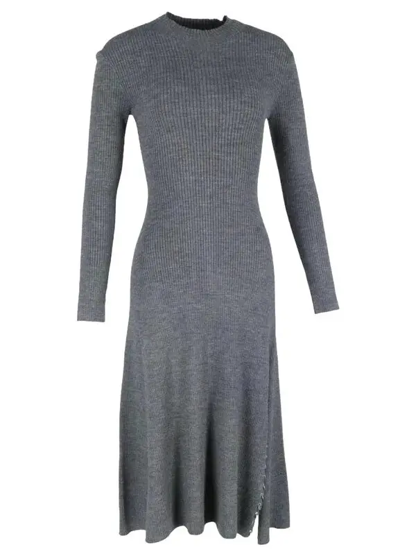 Maje Long-sleeve Knitted Midi Dress - Grey