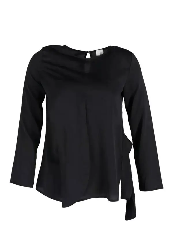 Iris & Ink Crew-neck Blouse - Black