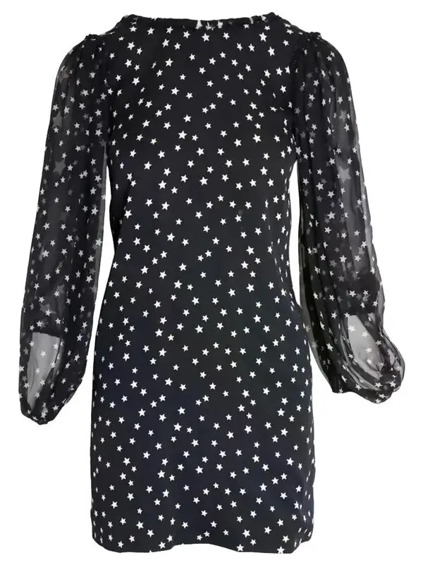 Dolce & Gabbana Star-print Bishop-sleeve Mini Dress - Black