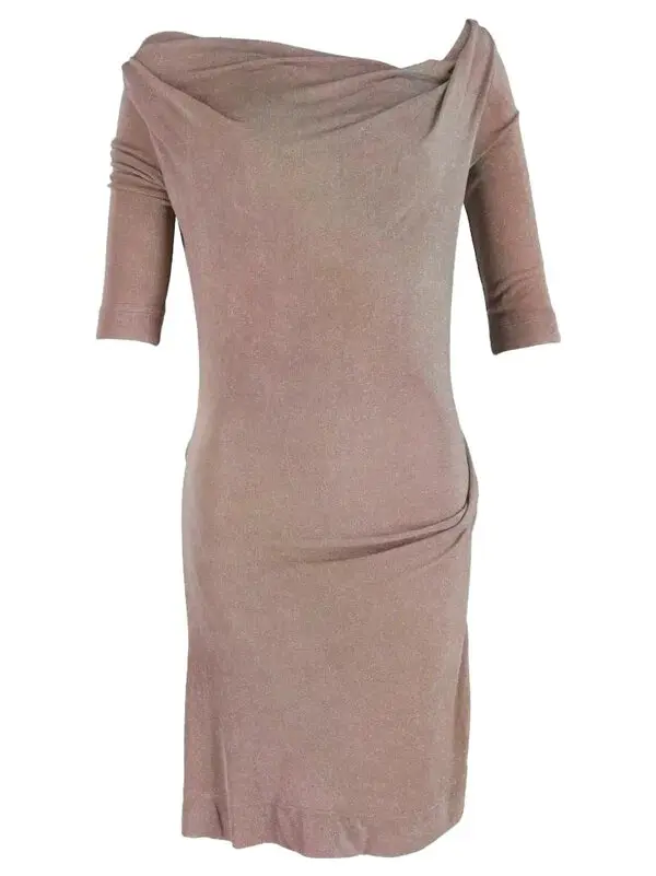 VIVIENNE WESTWOOD Asymmetric-neckline Midi Dress - Neutrals