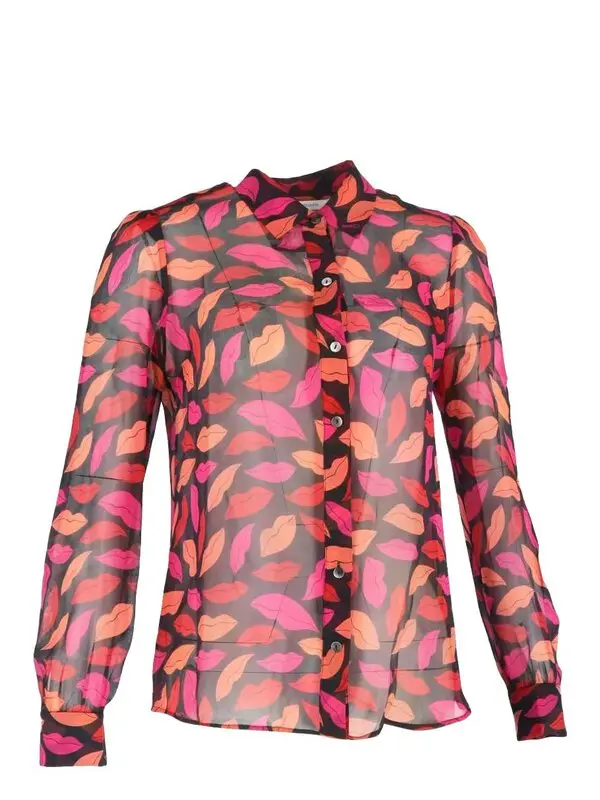 Diane Von Furstenberg Mariah Printed Silk Blouse - Black