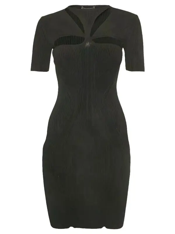 Alexander McQueen Ribbed Cut-out Mini Dress - Black