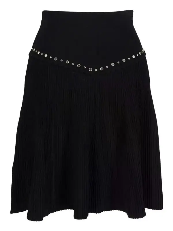Sandro Ribbed Flared Skirt - Black