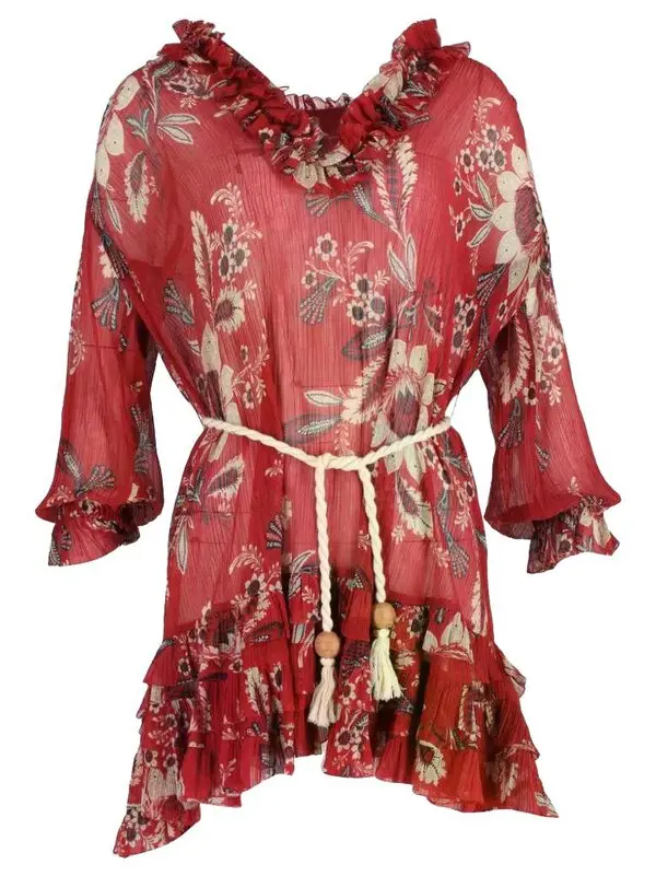 Zimmermann Floral-print Ruffled Mini Dress - Red