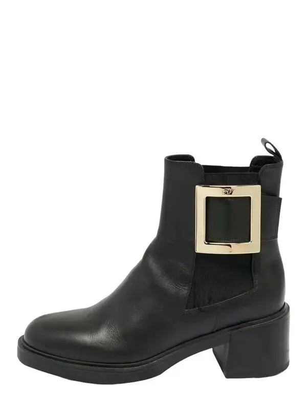 ROGER VIVIER Viv' Rangers Logo-detail Leather Boots - Black