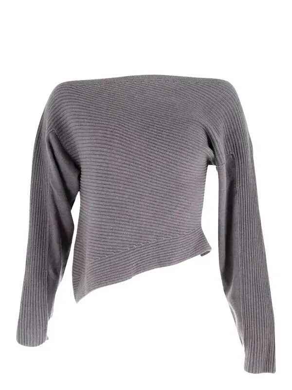 ALEXANDER WANG Off-shoulder Asymmetric Hem Top - Grey