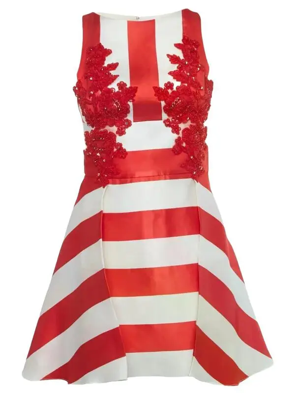 Zuhair Murad Striped Embellished Dress - Red
