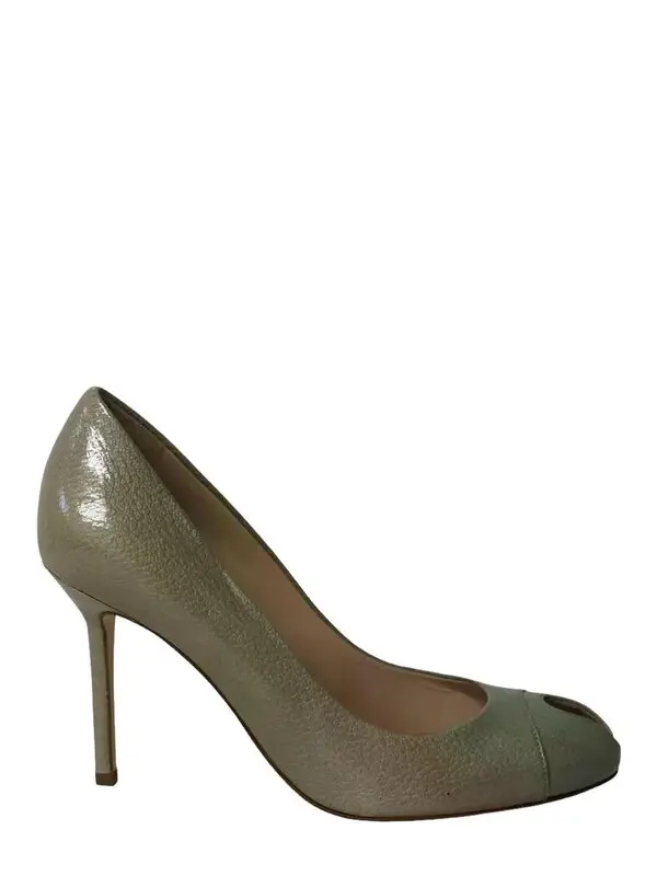 SERGIO ROSSI Vintage Peep-toe Leather Heeled Pumps - Green