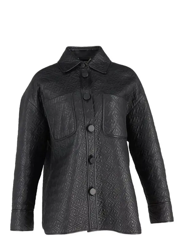 Fendi Monogram Leather Jacket - Black