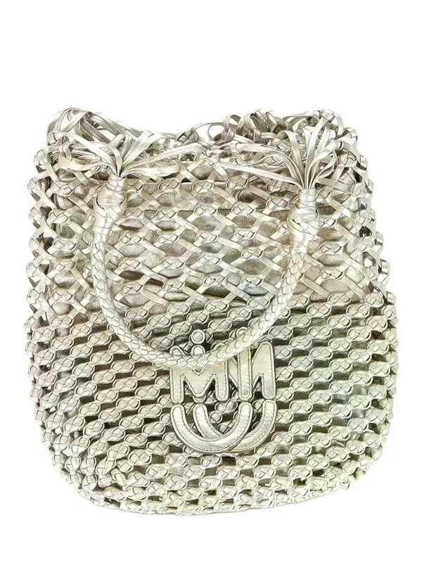 Miu Miu Weave Effect Leather Tote Bag - Silver
