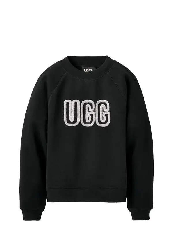 UGG Logo Applique Relaxed Crew Neck Pullover - Black