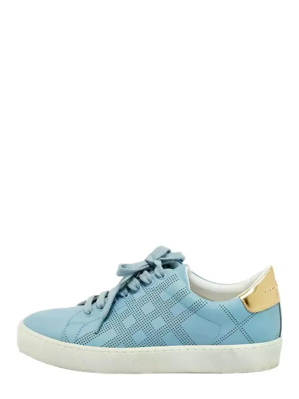 Burberry Leather Perforated Sneakers - Blue