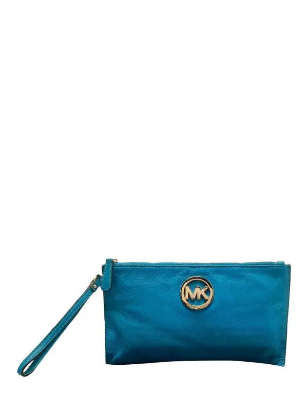 Michael Kors Logo Leather Wristlet - Blue