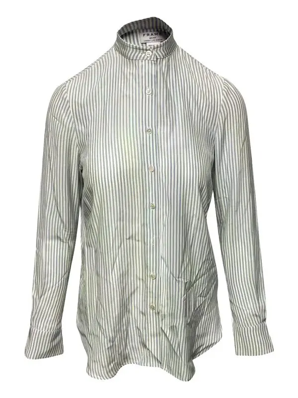 FRAME Striped Silk Shirt - White