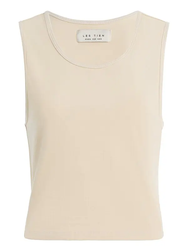 LES TIEN Talya Cropped Tank Top - Ivory