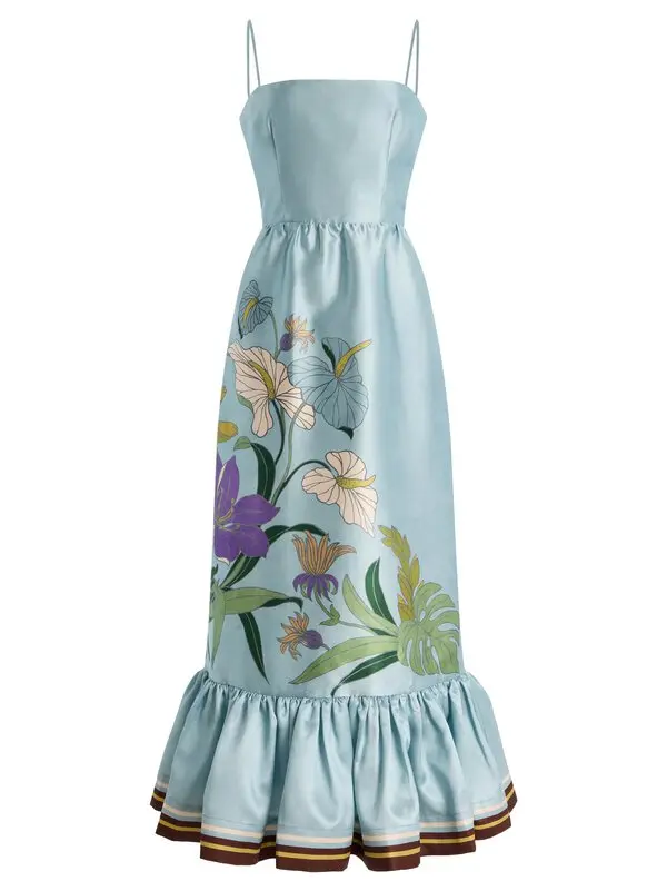 ALEMAIS Alfie Taffeta Midi Dress - Blue
