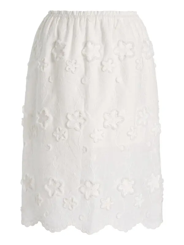 THE GARMENT Fleur Organic Cotton Broderie Slip Skirt - Ivory