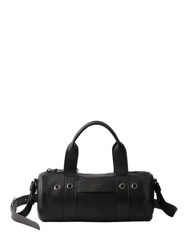 Prada Route Large Leather Top-handle Bag - Black