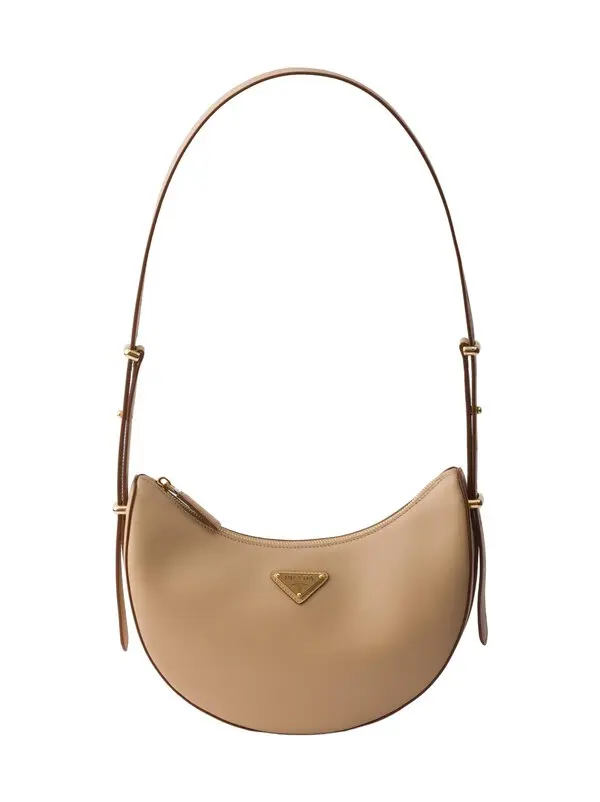 Prada Arqué Small Leather Shoulder Bag - Sand Beige