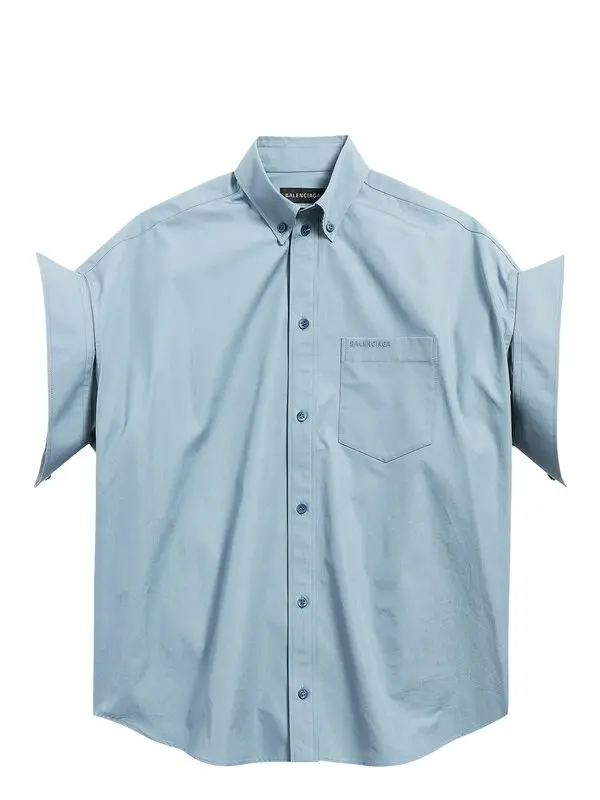 Balenciaga Cotton Tucked Sleeve Shirt - Grey