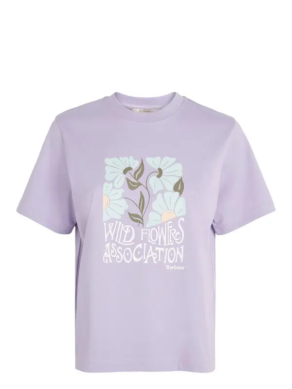 Barbour Cotton Wild Flowers Logo T-shirt - Purple
