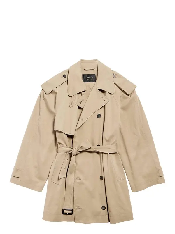Balenciaga Cotton Cropped Trench Coat - Yellow