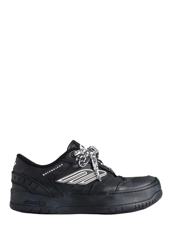 Balenciaga Leather Hamptons Platform Sneakers - Black