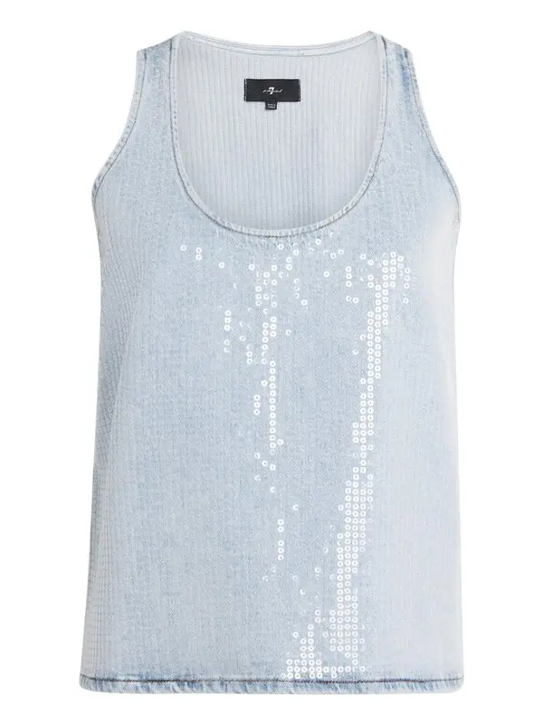 7 For All Mankind Sequined Tank Top - Blue