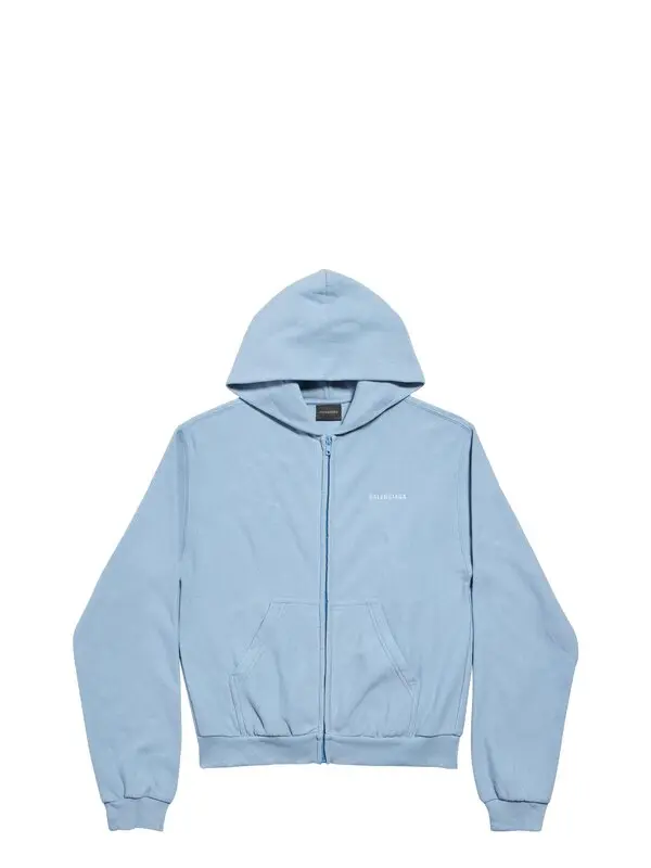 Balenciaga Cotton Zip-up Hoodie - Blue