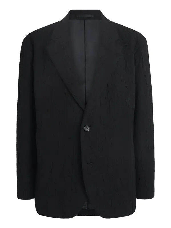 Issey Miyake Shrink Jacquard Single-breasted Blazer - Black