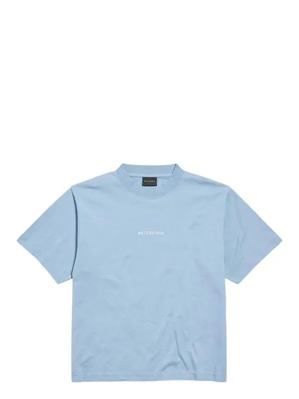 Balenciaga Cotton Logo-embroidered T-shirt - Blue
