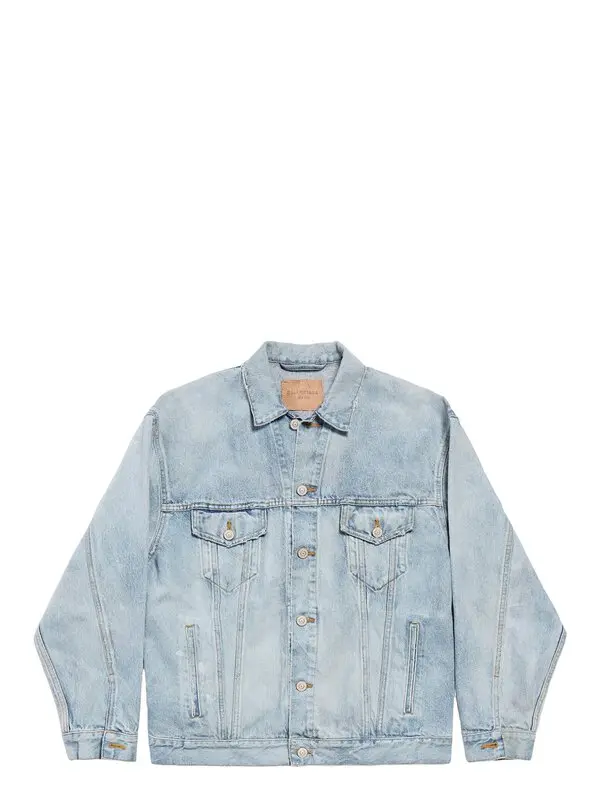 Balenciaga Distressed Denim Trucker Jacket - Blue