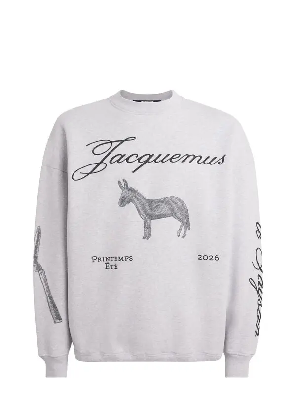 Jacquemus Cotton Embroidered Donkey Sweatshirt - Grey