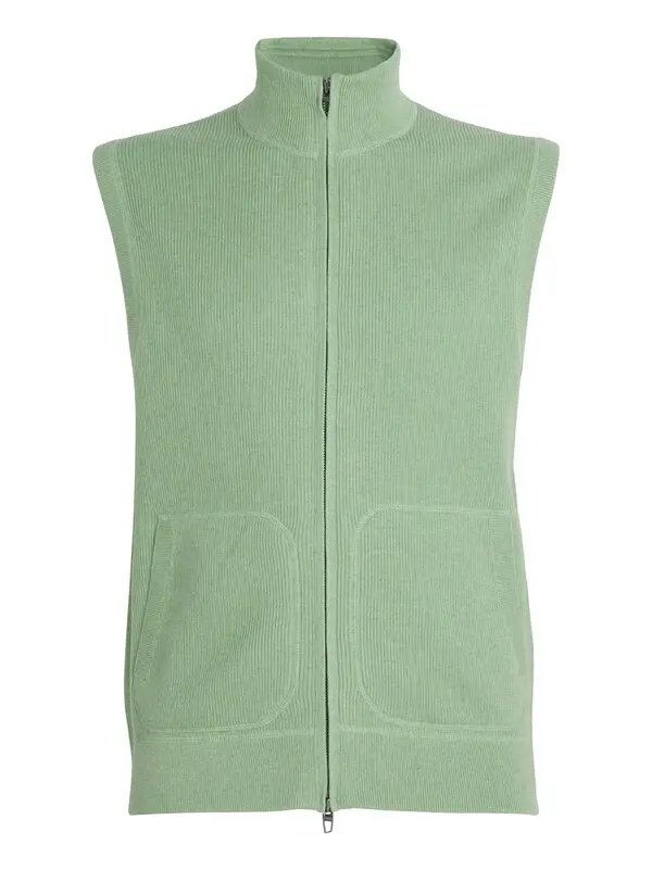 Rlx Ralph Lauren Cotton-blend High-neck Gilet - Green