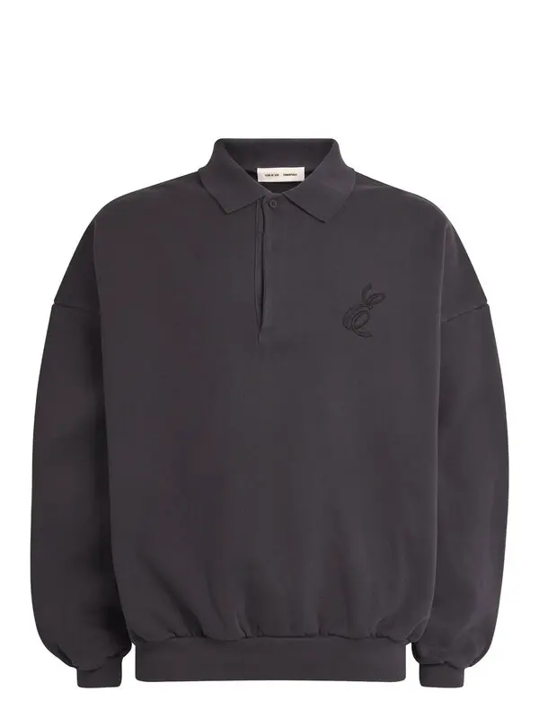 Fear Of God Cotton Script Polo Sweatshirt - Black