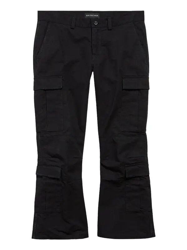 Balenciaga Cotton Capri Cargo Trousers - Black