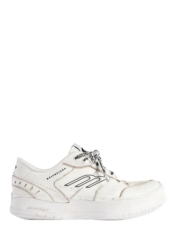 Balenciaga Leather Hamptons Platform Sneakers - White