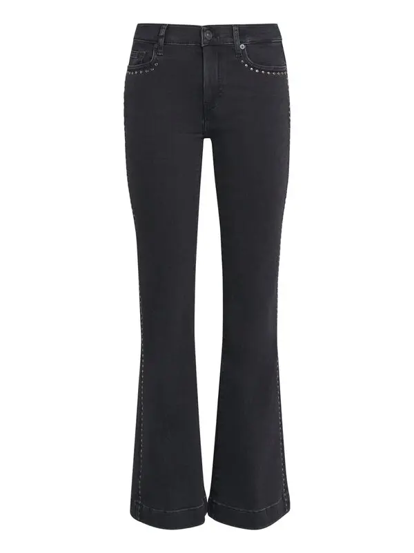 7 For All Mankind Studded Tailorless Dojo Flared Jeans - Black