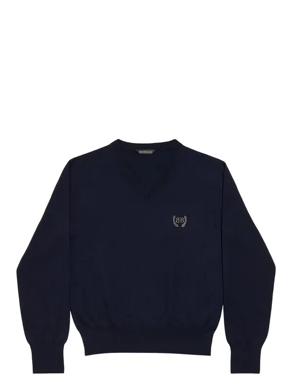 Balenciaga Wool Embroidered Sweater - Blue