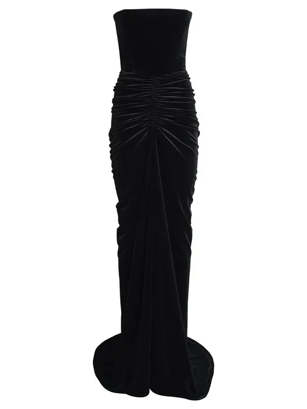 Alex Perry Strapless Ruched Gown - Black