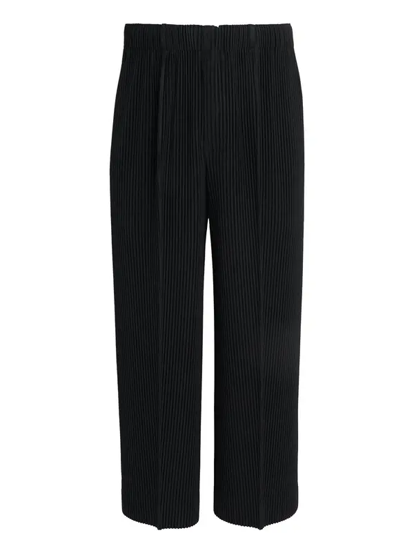 Issey Miyake Cropped Wide-leg Pleated Trousers - Black