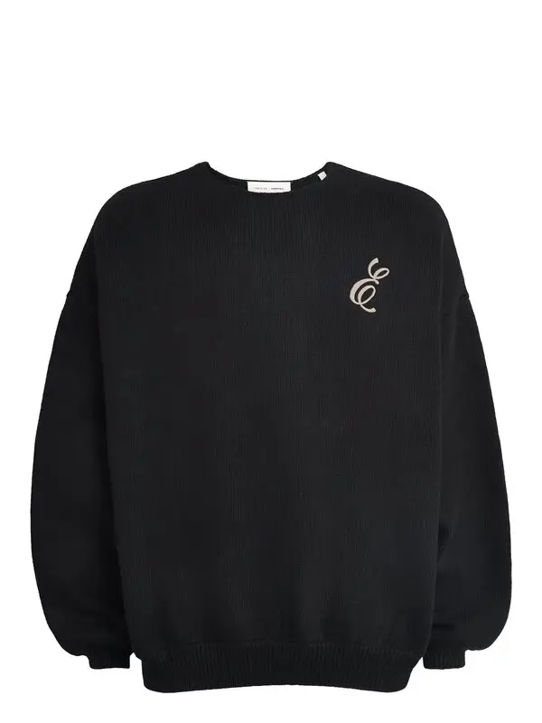 Fear Of God Waffle-knit Script Sweater - Black