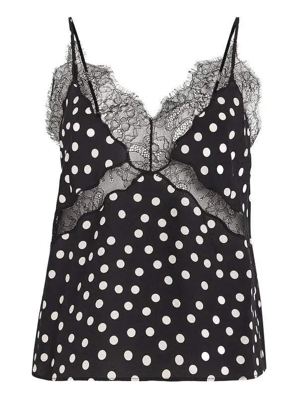 ANINE BING Polka Dot Amelia Cami Top - Black
