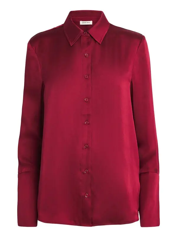 ANINE BING Silk-blend Amanda Shirt - Burgundy