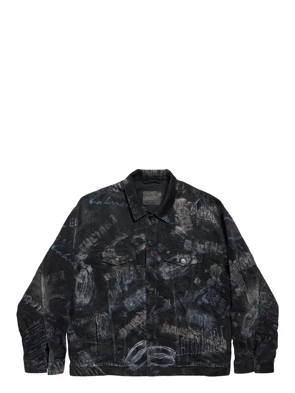 Balenciaga Printed Denim Jacket - Black
